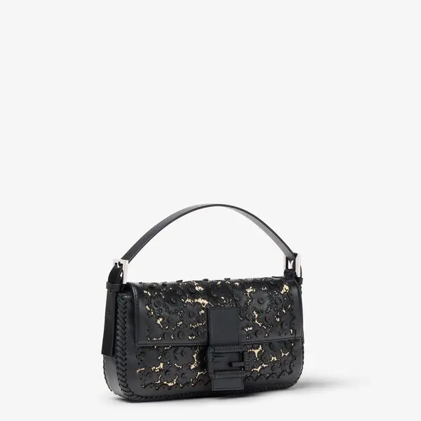 Fendi Baguette® 26424 Black Carved Leather Bag